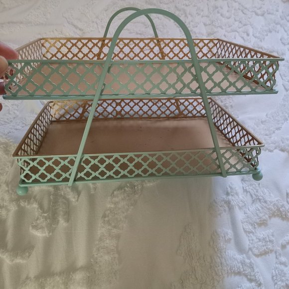 Accents | Cynthia Rowley Two Tier Metal Basket Tray | Poshmark